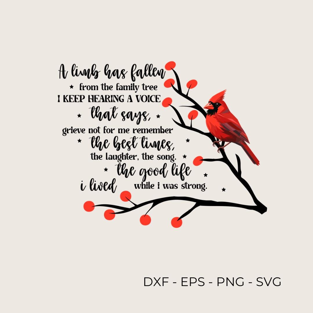 A Limb Has Fallen SVG | Red Cardinal SVG File | Memorial Svg ...
