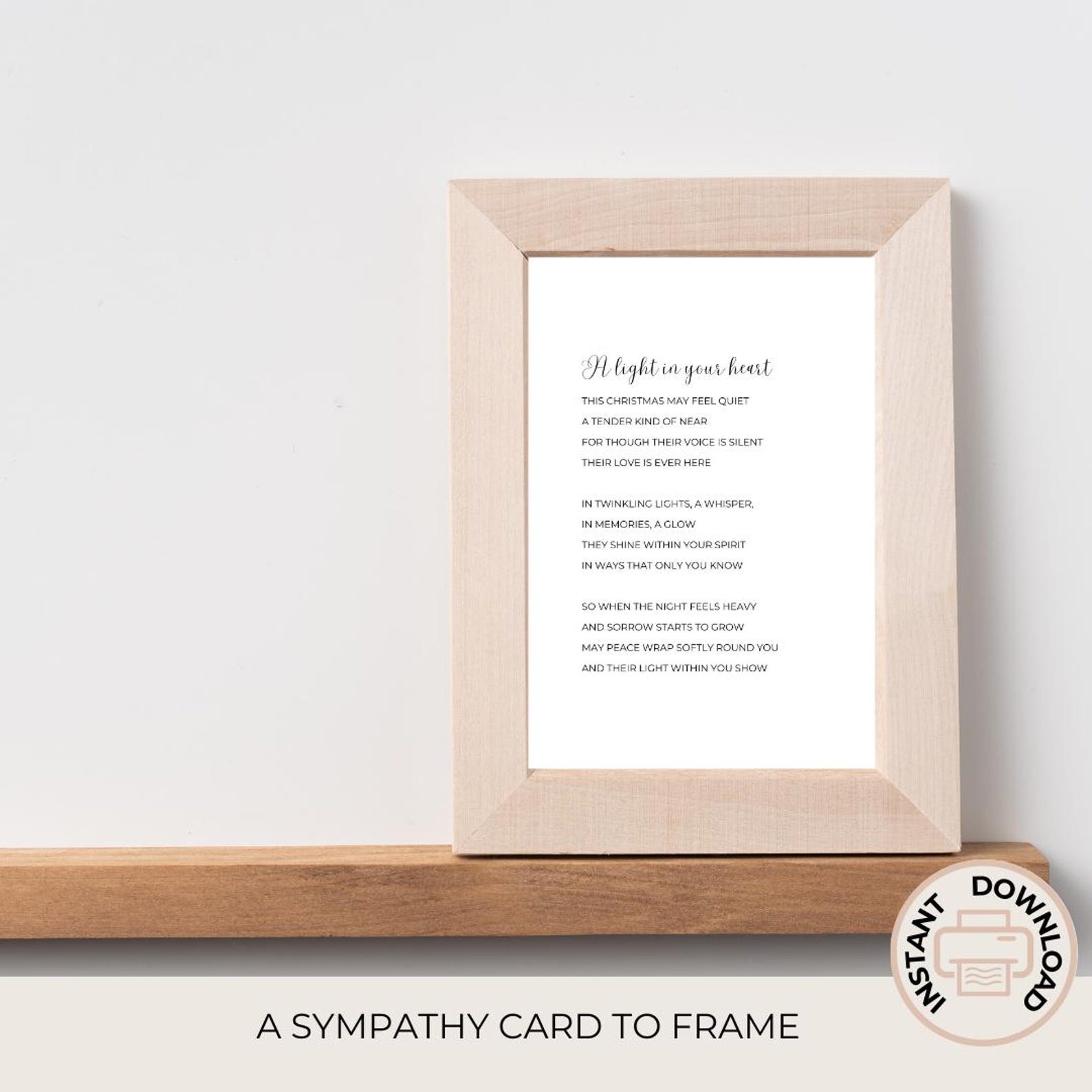 Christmas Memorial Poem Sympathy Card | Printable Christmas Card for ...