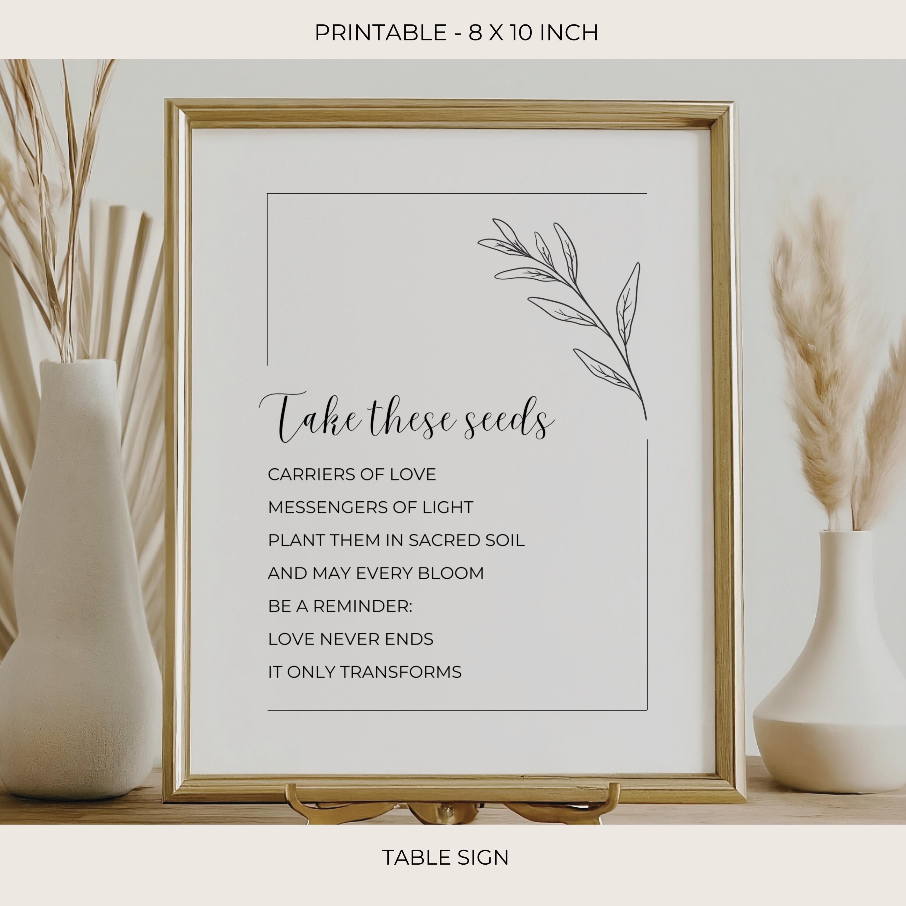 Take These Seeds in Loving Memory Sign | Keepsake Please Take A Packet ...