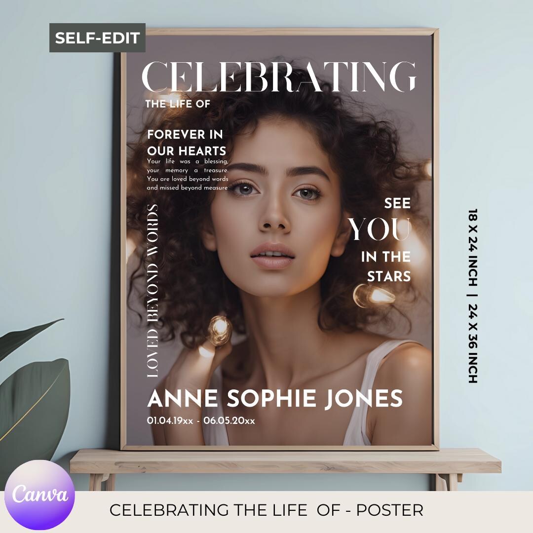 Editable Celebration the Life of Poster | Welcome Sign Celebration of ...