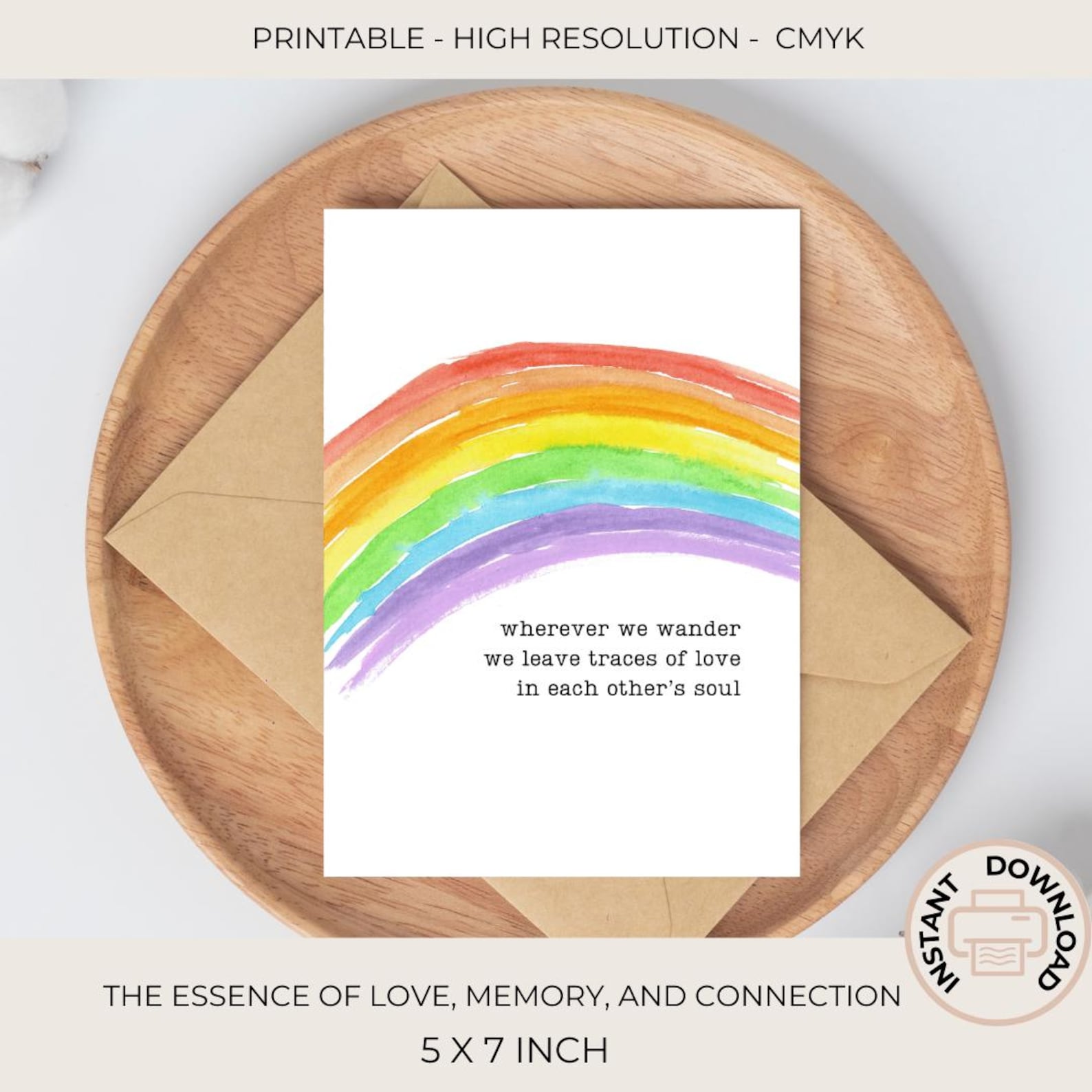 Sympathy Card Rainbow Poem | Printable 5x7 Inch | Celebration of Life ...