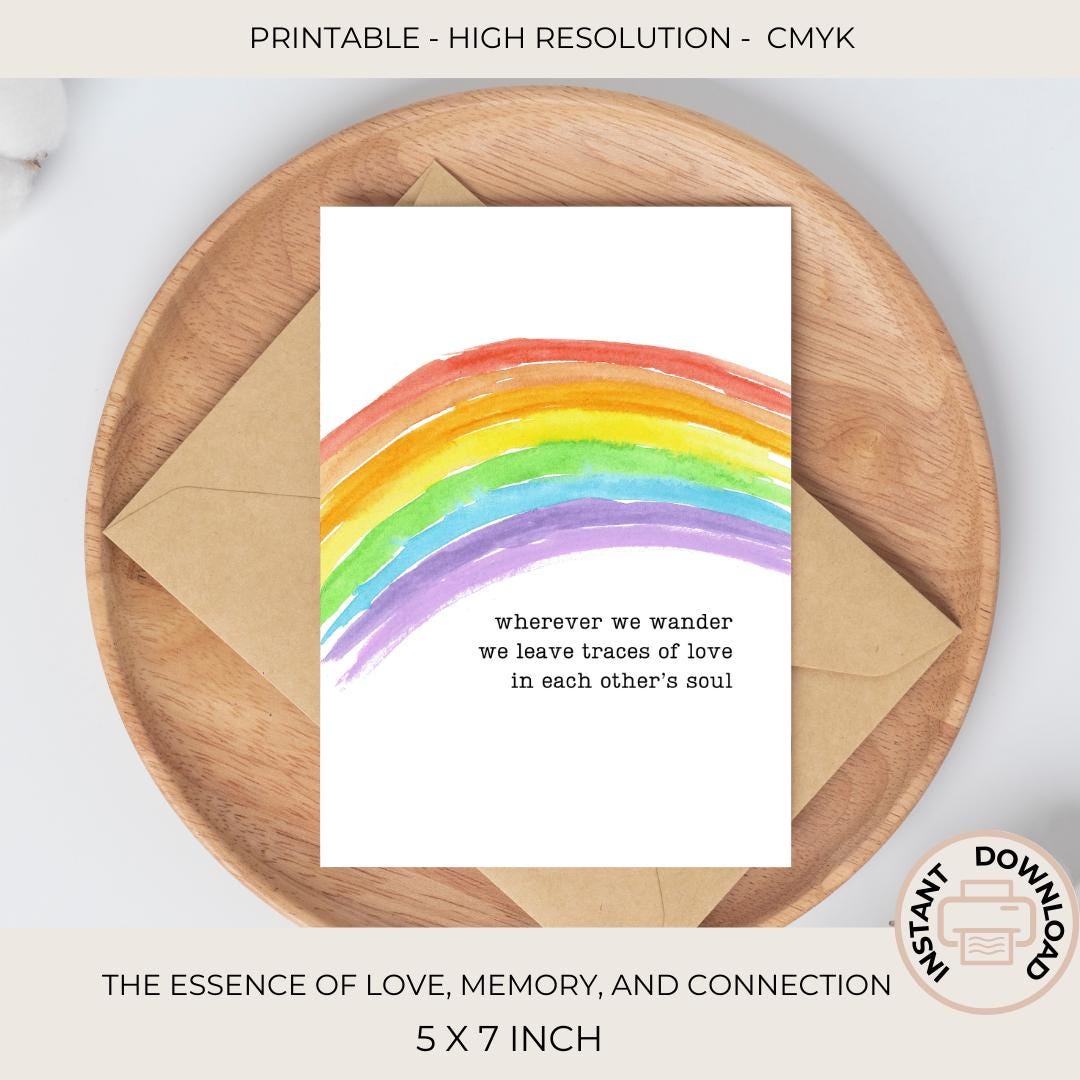 Sympathy Card Rainbow Poem | Printable 5x7 Inch | Celebration of Life ...