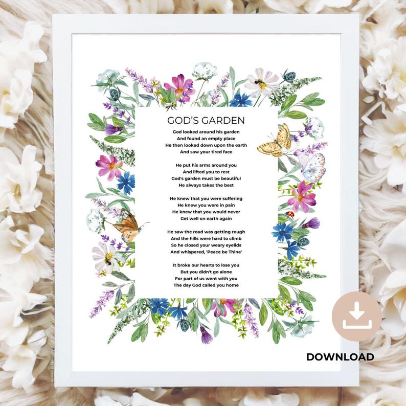God's Garden Poem | Funeral Poem | Love From Heaven | in Loving Memory ...