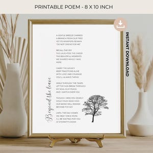 Beyond the Leaves Funeral Poem | in Loving Memory Digital Print ...