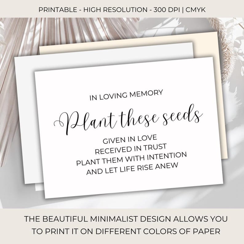 In Loving Memory Plant These Seeds Sign | Memorial Table Sign 5x7 ...