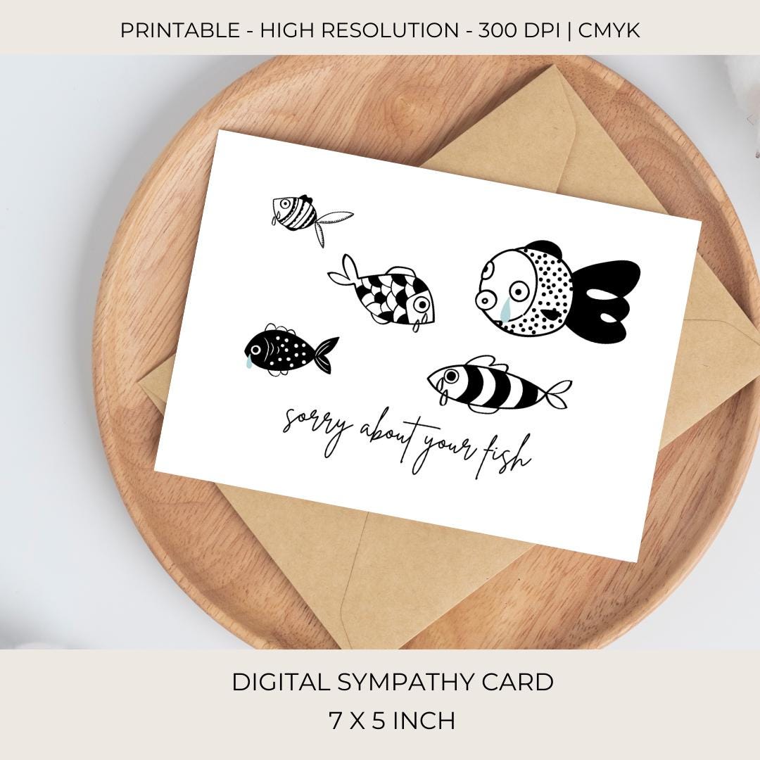 Fish Sympathy Card | Loss of Fish | Loss of Pet | Loss of Goldfish ...