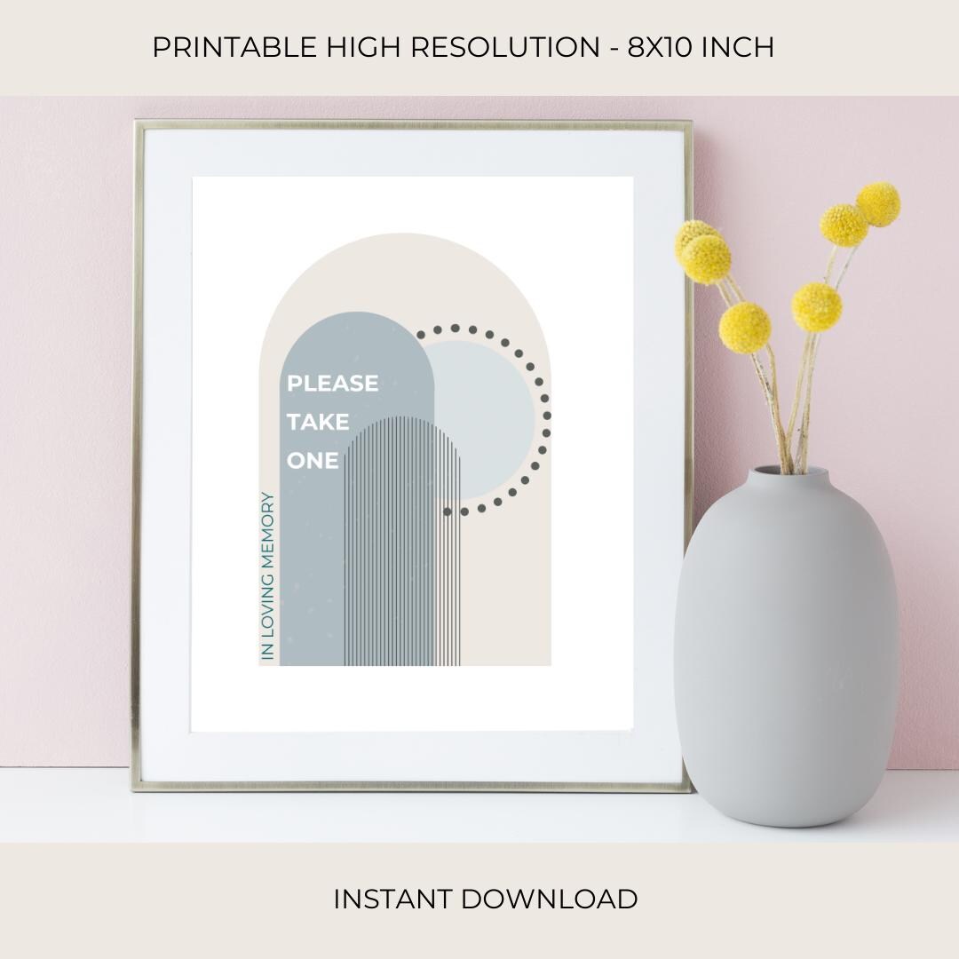 PLEASE TAKE ONE in Loving Memory Sign | Minimalist Memorial Table Sign ...