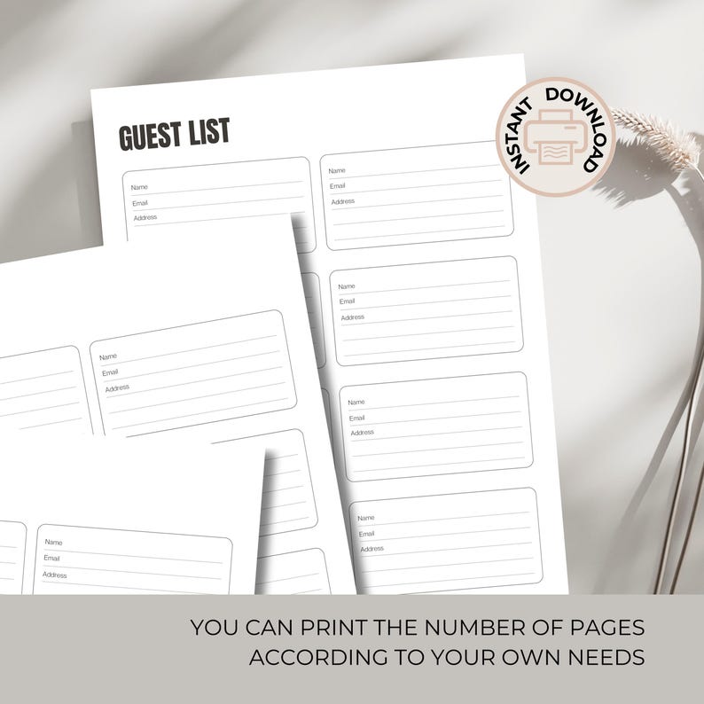 Funeral Guest List Sign in Sheet | Printable Sign in | Guest List Sign ...