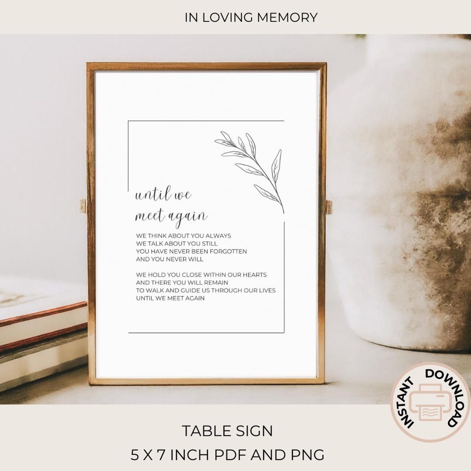 Poem for Funeral Memorial Service Keepsake Funeral Poster Until We Meet ...