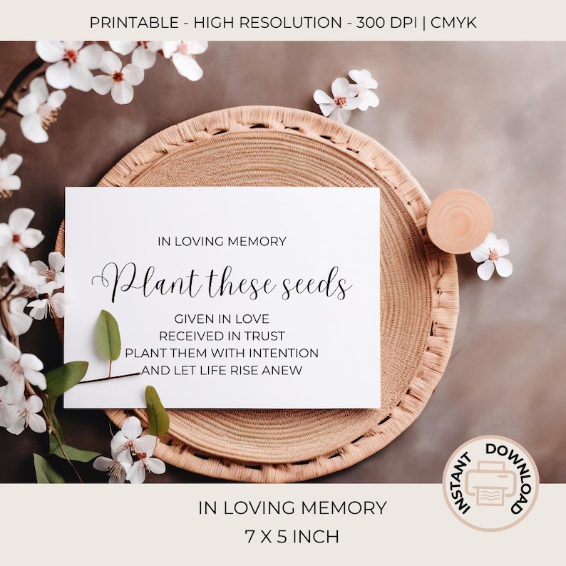 In Loving Memory Plant These Seeds Sign | Memorial Table Sign 5x7 ...