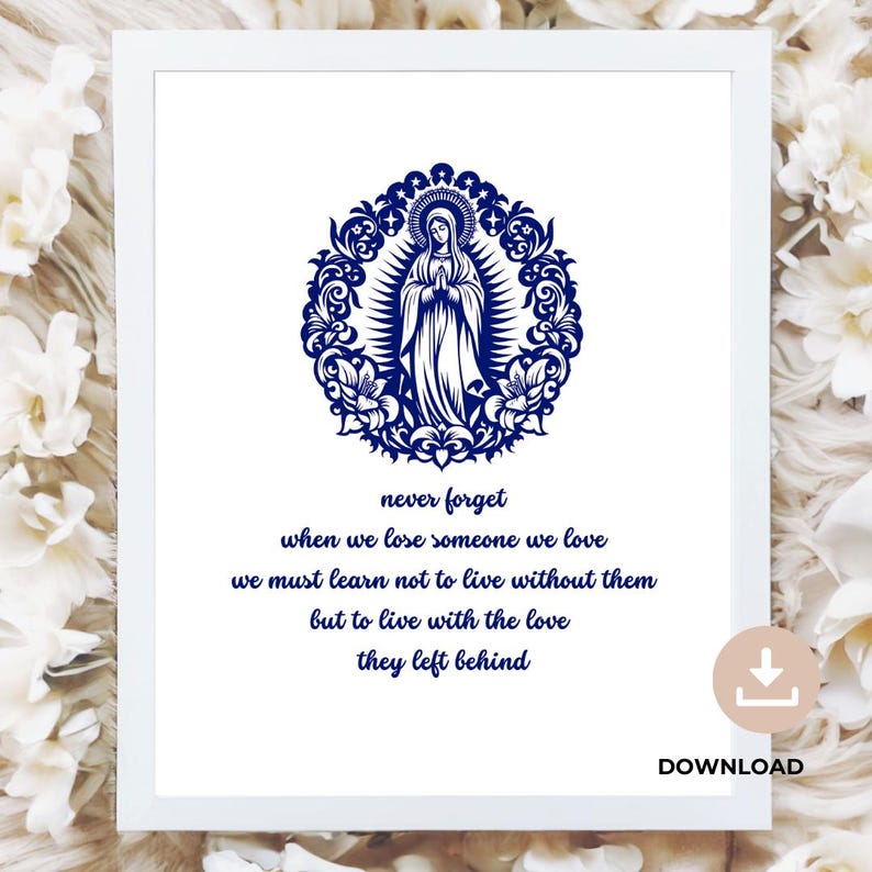 Memorial Poem With Virgin Mary in Blue | Table Sign Memorial | in ...