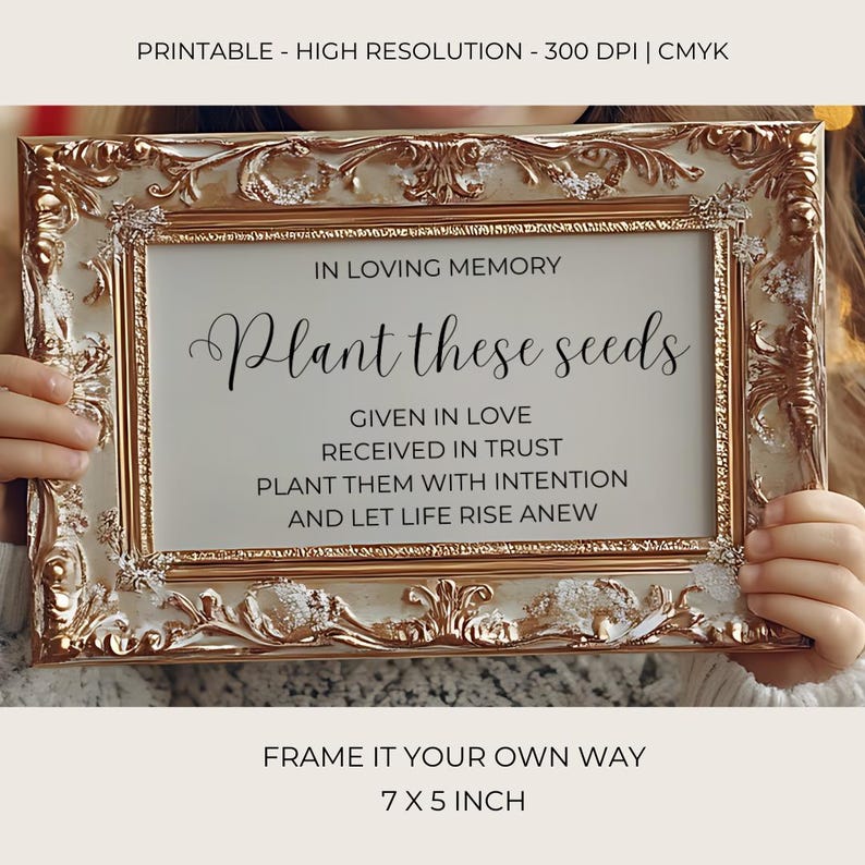 In Loving Memory Plant These Seeds Sign | Memorial Table Sign 5x7 ...