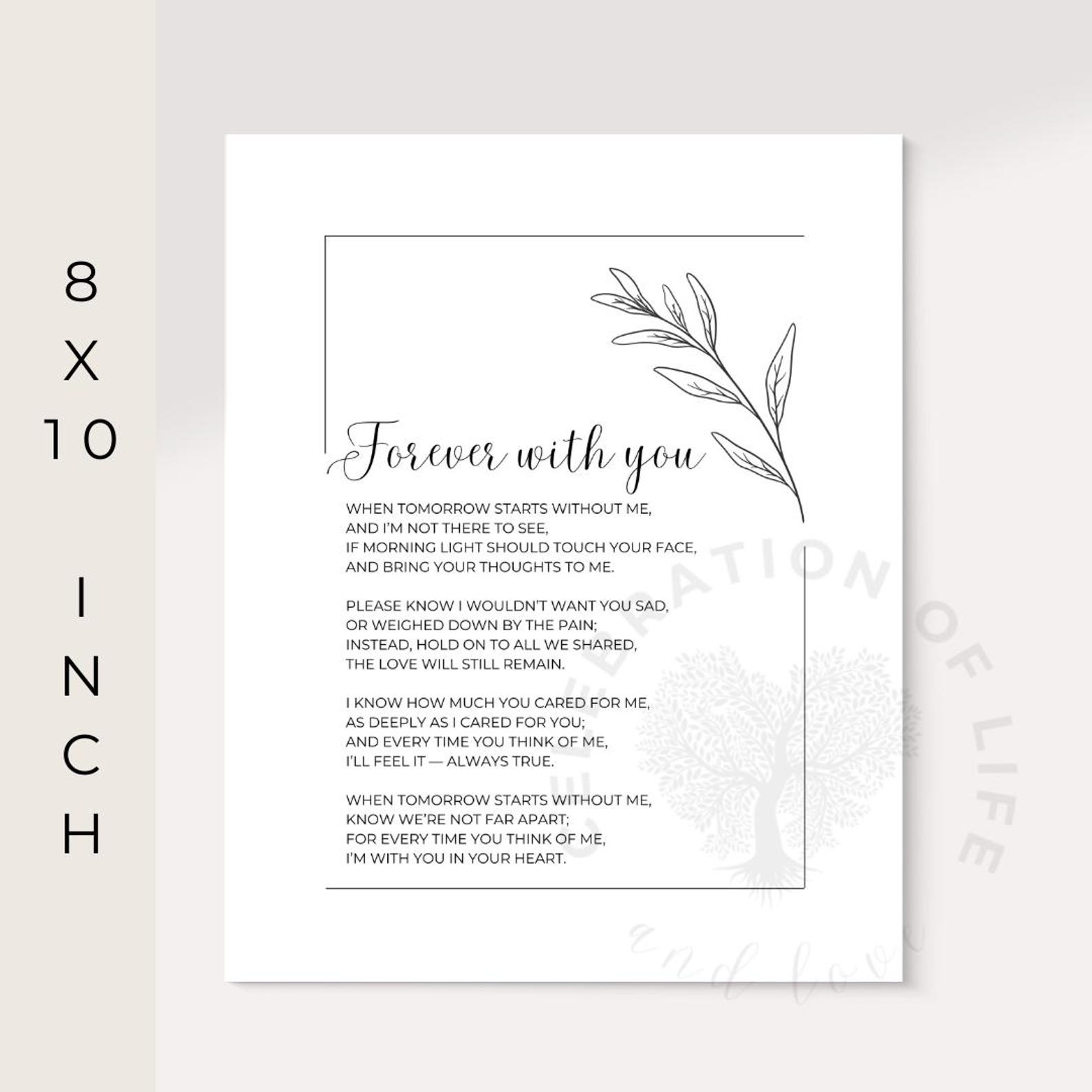 FOREVER WITH YOU Funeral Poem | Remembrance | in Loving Memory Digital ...