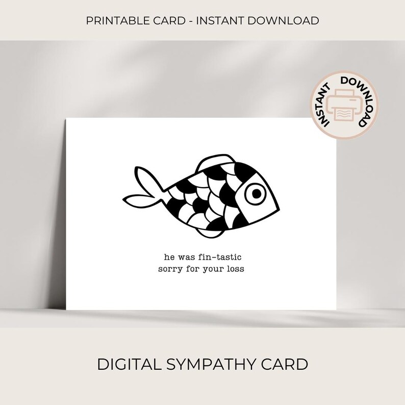 Sorry for Your Loss | Fish Sympathy Card | Loss of Fish | Loss of Pet ...