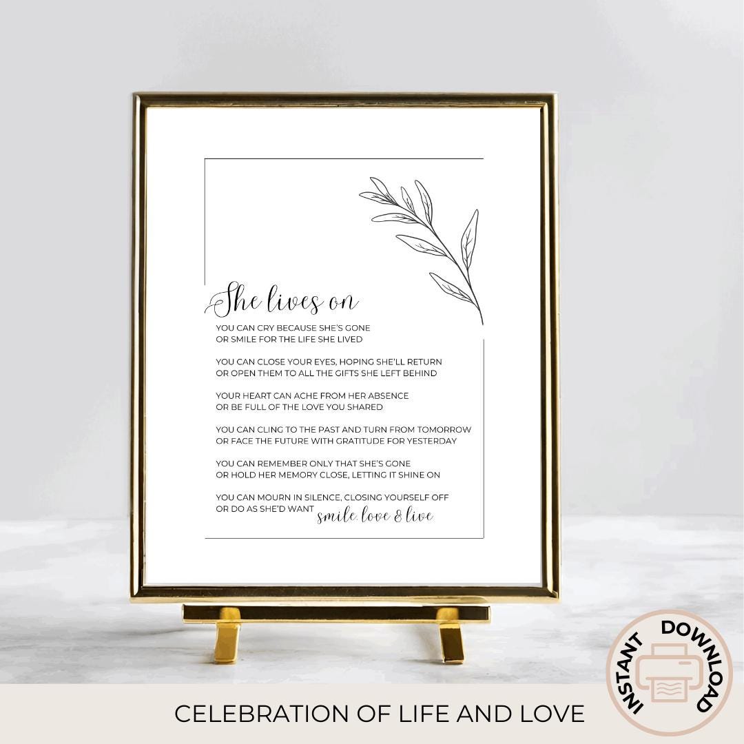 Funeral Poem SHE LIVES ON | Remembrance Poem | Loss of Mother | Poem ...