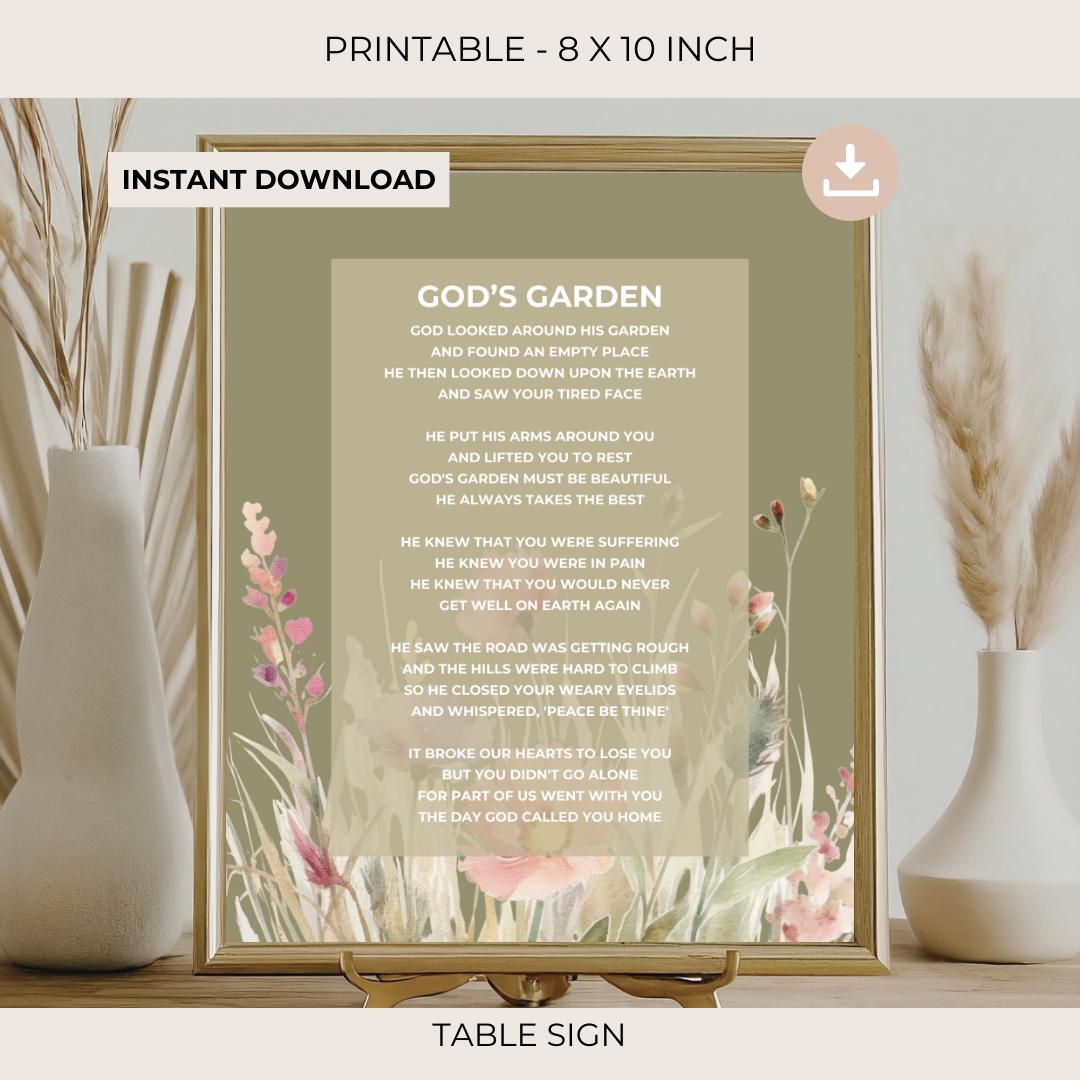 God's Garden Poem | Funeral Poem | Love From Heaven | in Loving Memory ...