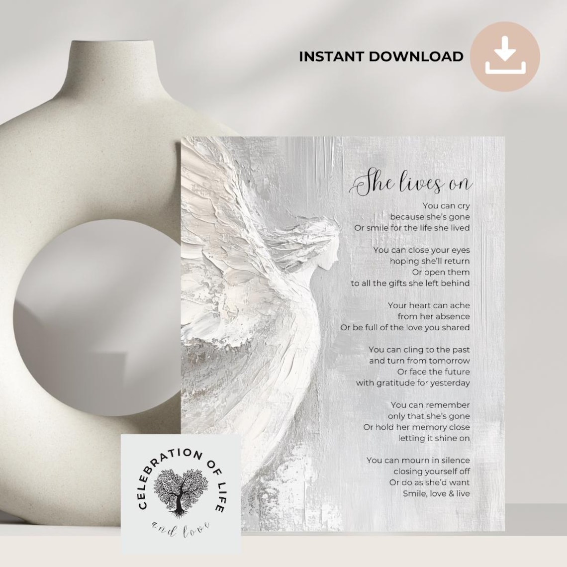 SHE LIVES ON Funeral Poem | Remembrance | in Loving Memory Digital ...