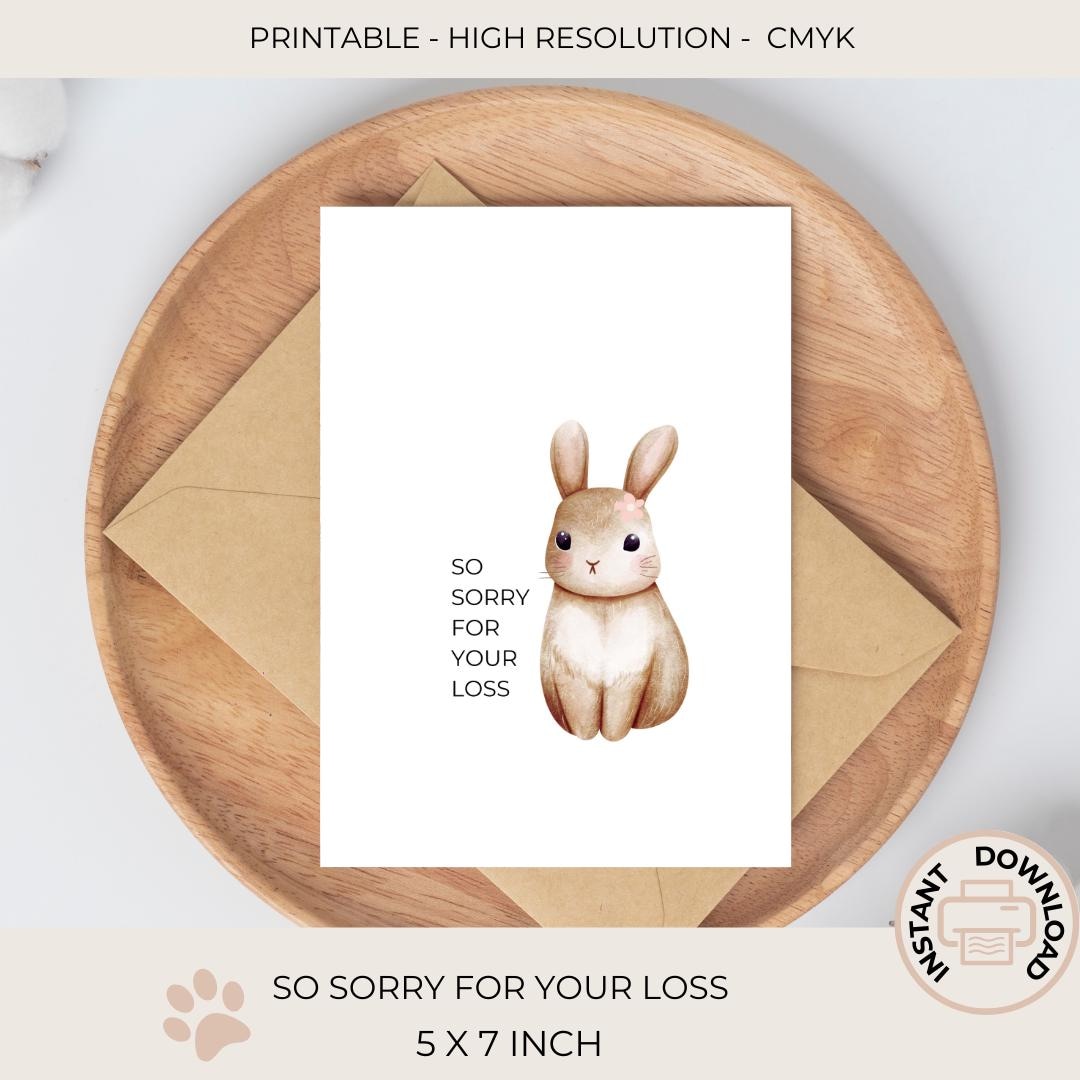 Sorry for the Loss Sympathy Card | Sympathy Card Rabbit | Pet Loss Card ...