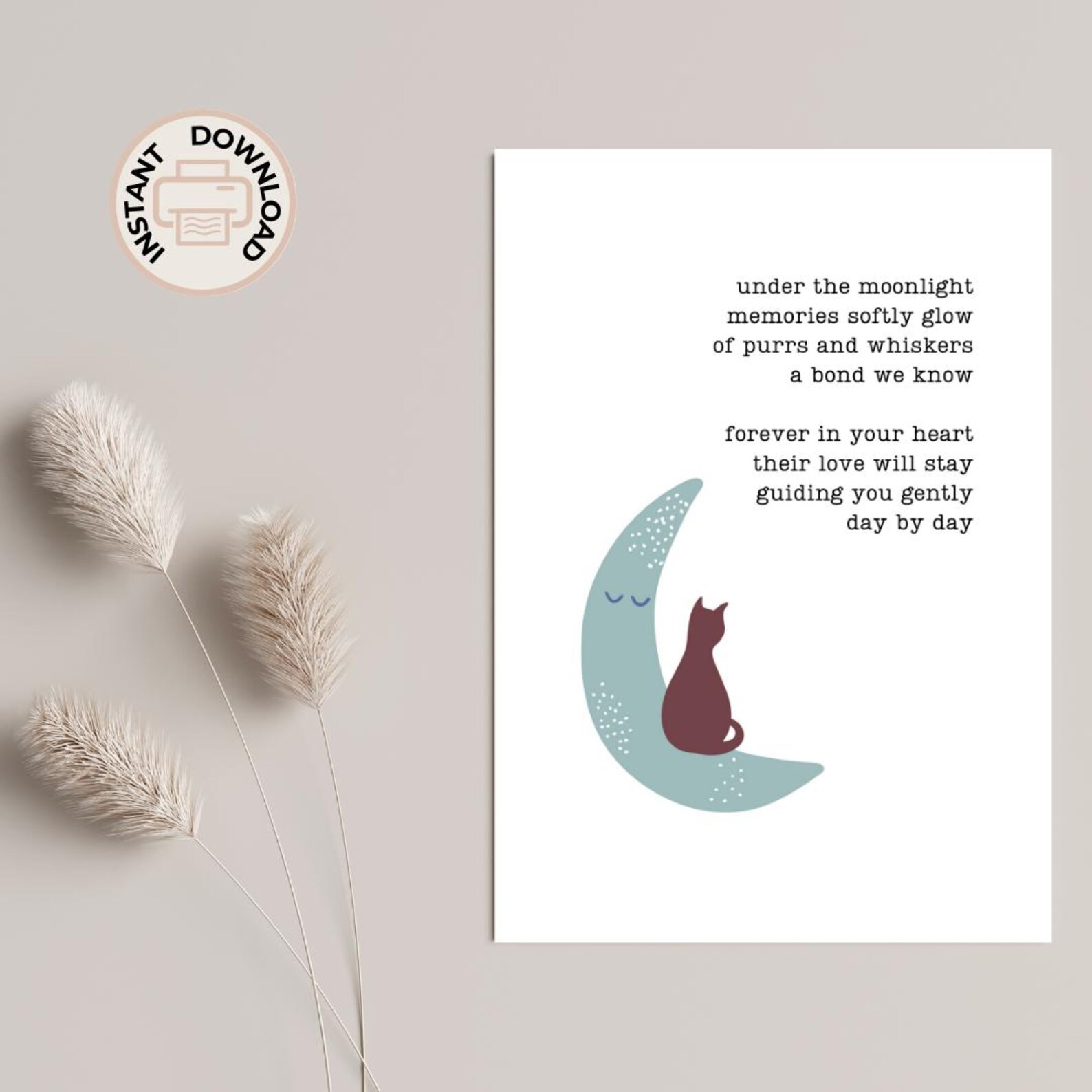 Sympathy Card Cat | Loss of Cat Poem | Cat Condolence Card | Instant ...