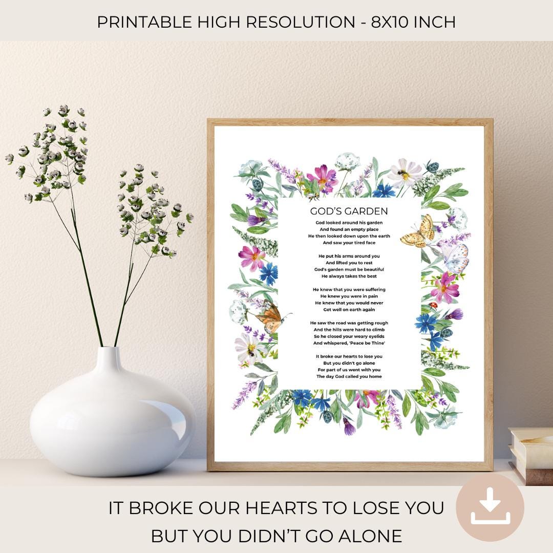 God's Garden Poem | Funeral Poem | Love From Heaven | in Loving Memory ...