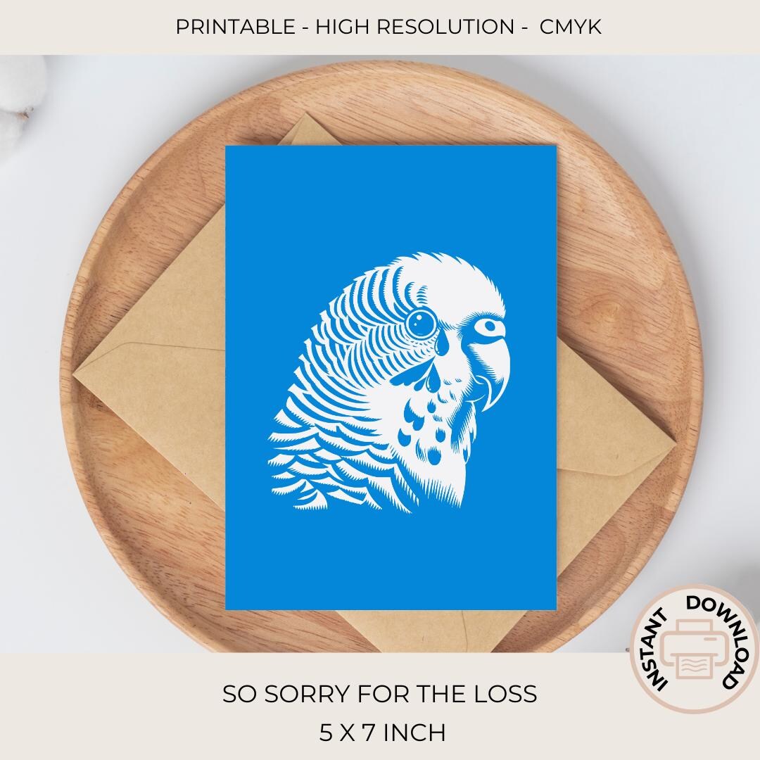 Bird Loss Card | Budgie Sympathy Card | Pet Sympathy Card | Parrot ...