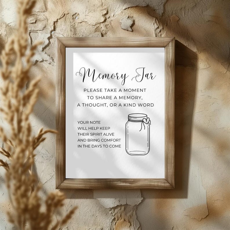 Funeral MEMORY JAR Table Sign | Minimalist Memorial Table Sign ...