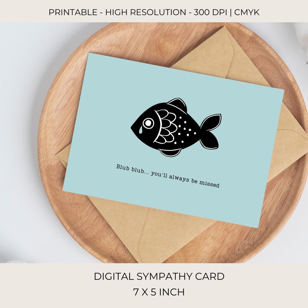 Fish Sympathy Card | Loss of Fish | Loss of Goldfish | in Loving Memory ...