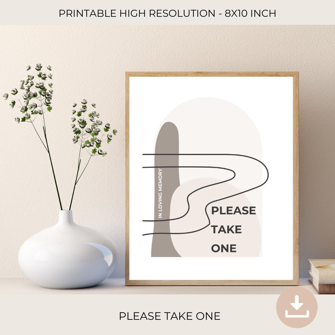 PLEASE TAKE ONE in Loving Memory Sign | Memorial Table Sign Boho ...