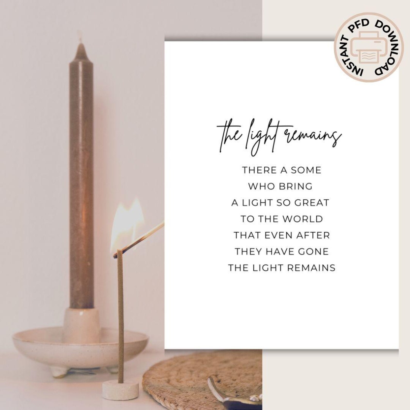 The Light Remains Printable Sign Wedding Remembrance in Loving Memory ...