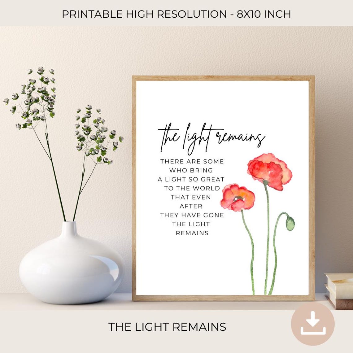 The Light Remains Printable Sign | Wedding Remembrance | in Loving ...