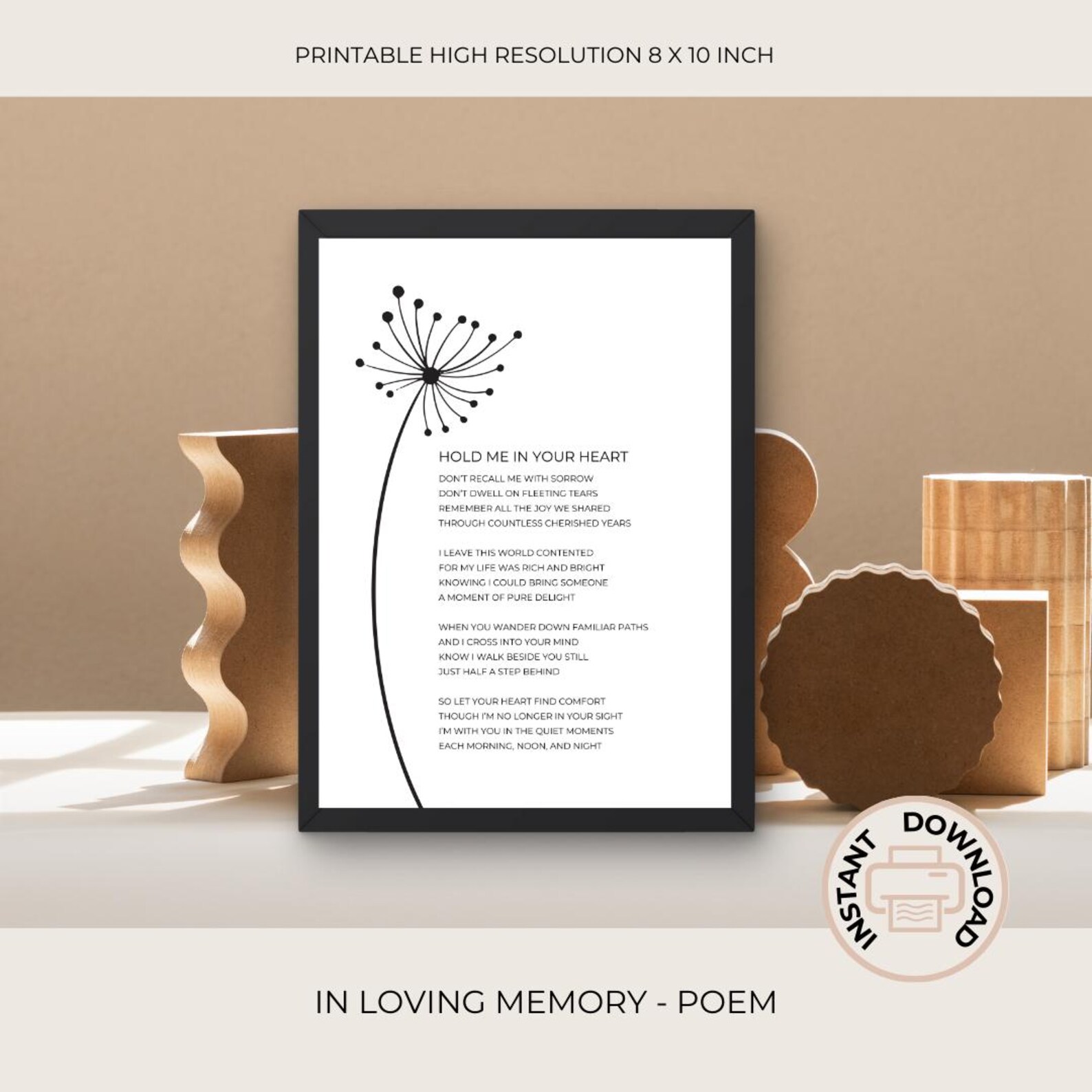 Hold Me in Your Heart Memorial Poem | Funeral Poem Pdf | in Loving ...