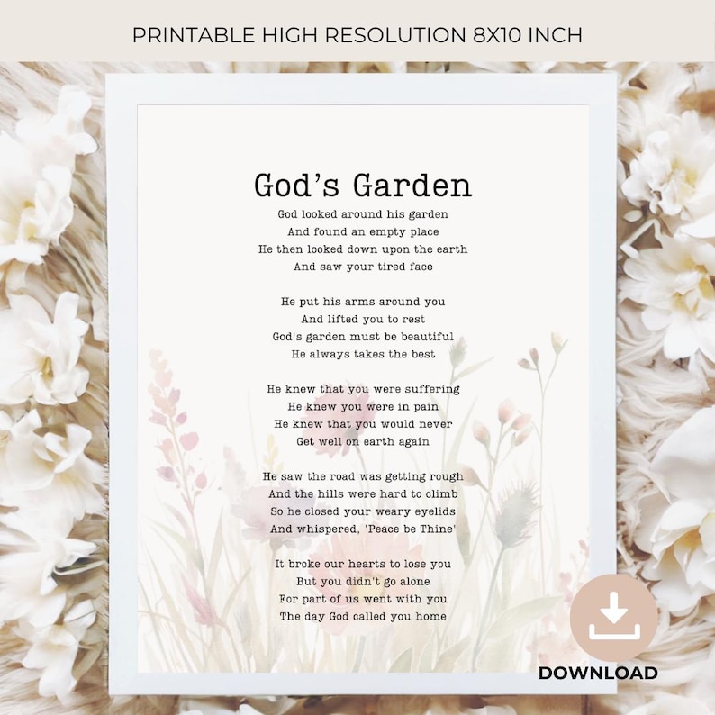 Gods Garden Funeral Poem | Printable Christian Sympathy Gift ...