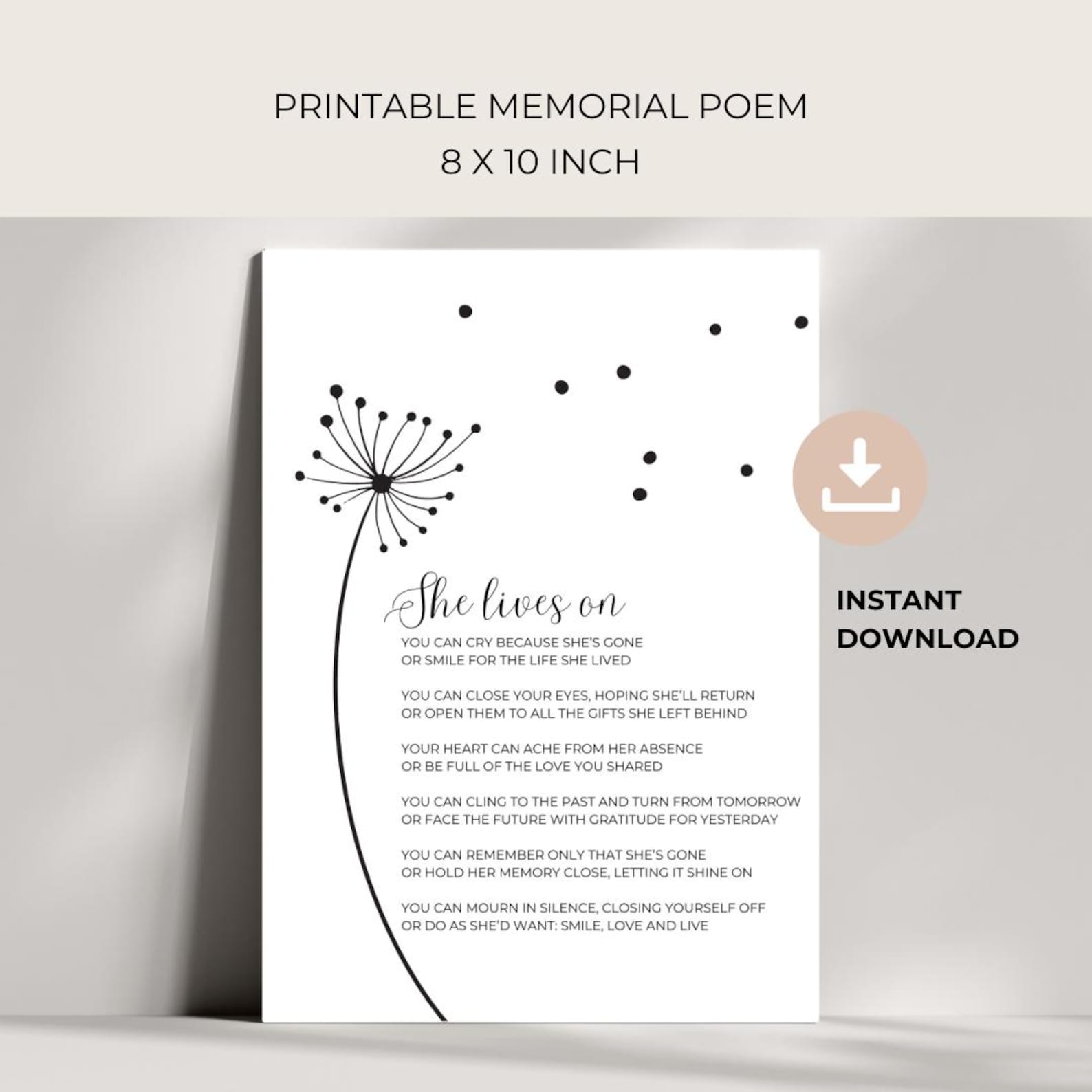 FUNERAL POEM She Lives on | Remembrance | in Loving Memory Digital ...