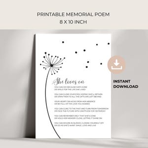 FUNERAL POEM She Lives on | Remembrance | in Loving Memory Digital ...