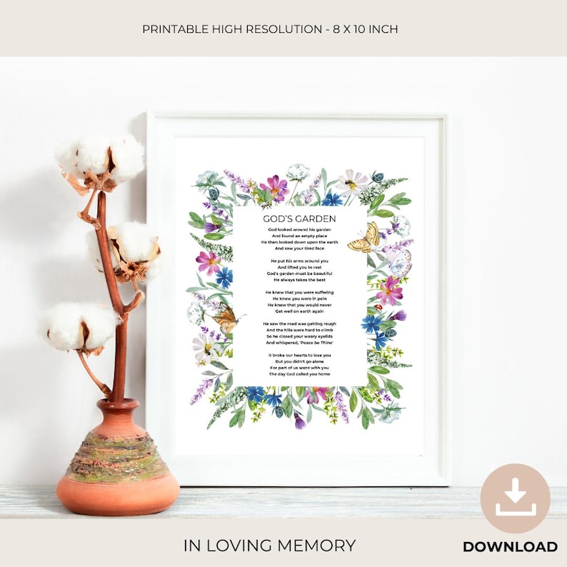 God's Garden Poem | Funeral Poem | Love From Heaven | in Loving Memory ...
