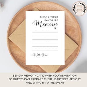 Share a Memory Funeral Table Sign + Cards | Alternative Guest Book ...