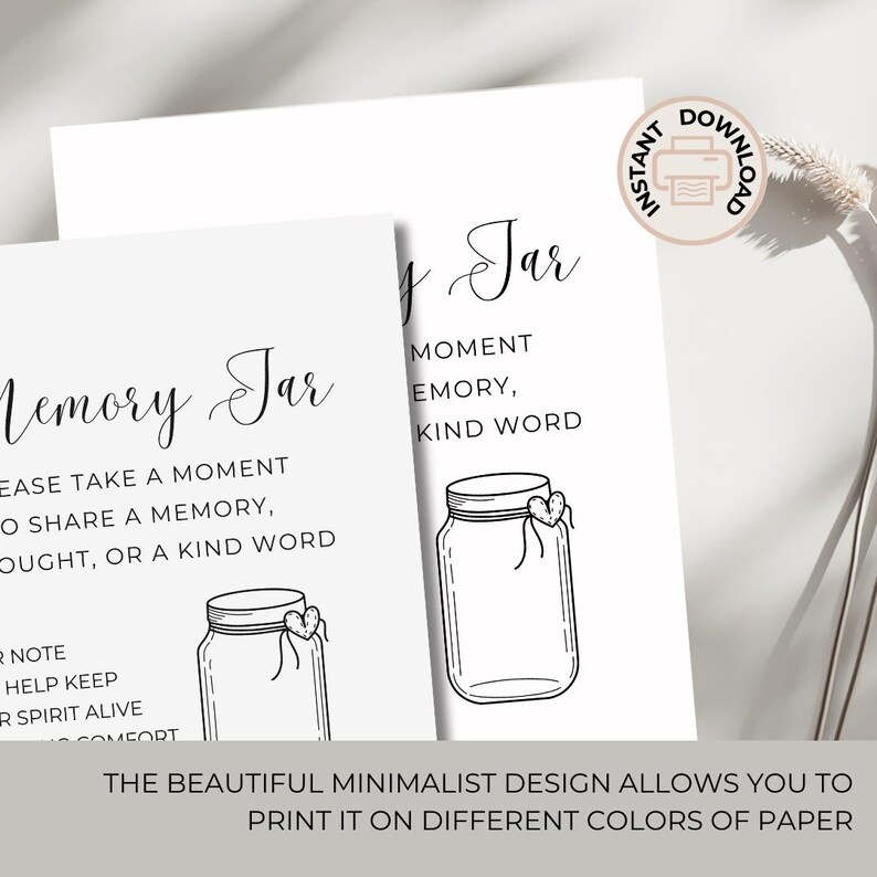 Funeral MEMORY JAR Table Sign | Minimalist Memorial Table Sign ...