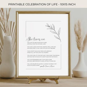 SHE LIVES ON in Loving Memory Poem | Remembrance | Digital Print ...
