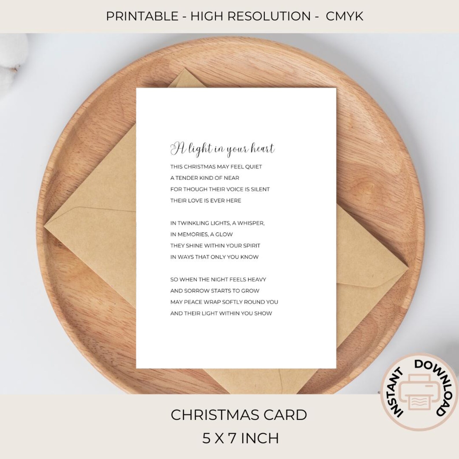 Christmas Memorial Poem Sympathy Card | Printable Christmas Card for ...