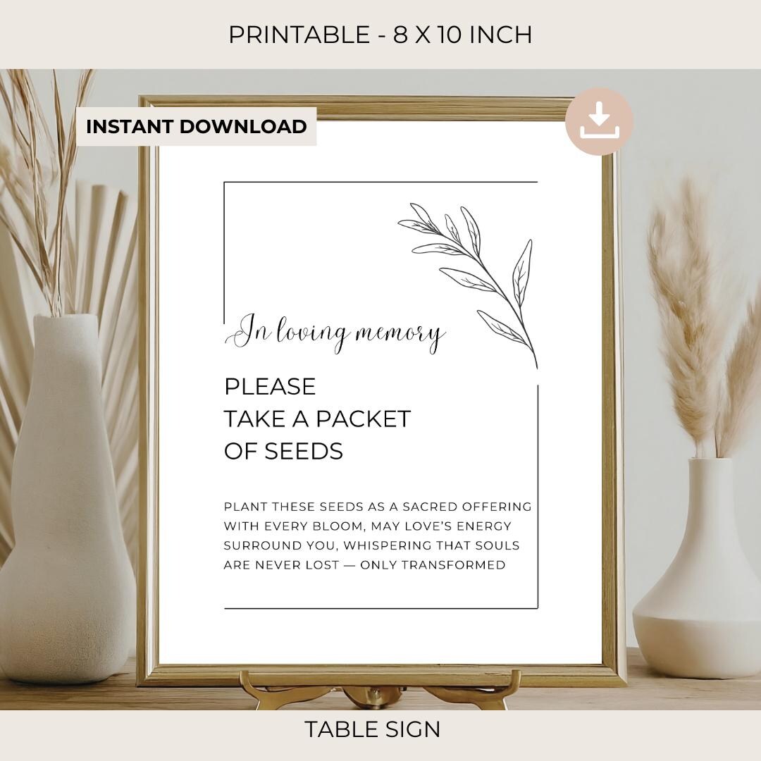 Plant These Seeds in Loving Memory Sign | Please Take A Packet of Seeds ...