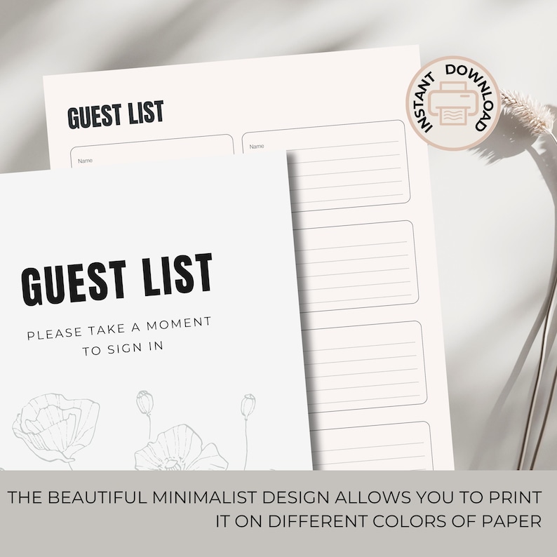 Funeral Guest List Sign in Sheet | Printable Sign in | Guest List Sign ...