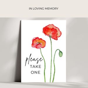 Please Take One Sign | Memorial Table Sign | Celebrations of Life ...