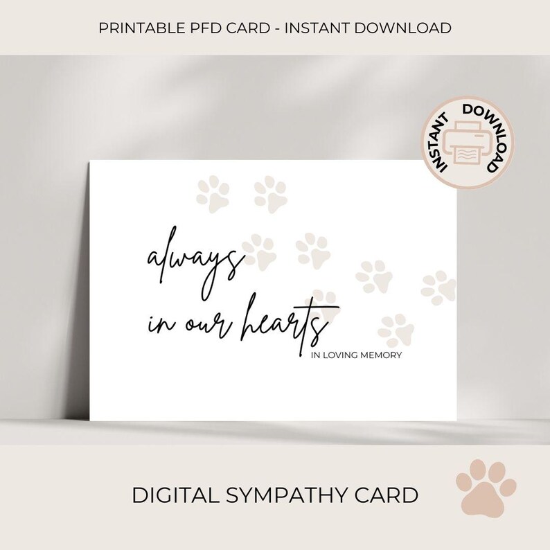 Comforting Pet Loss Card | in Loving Memory Printable for Dog or Cat ...