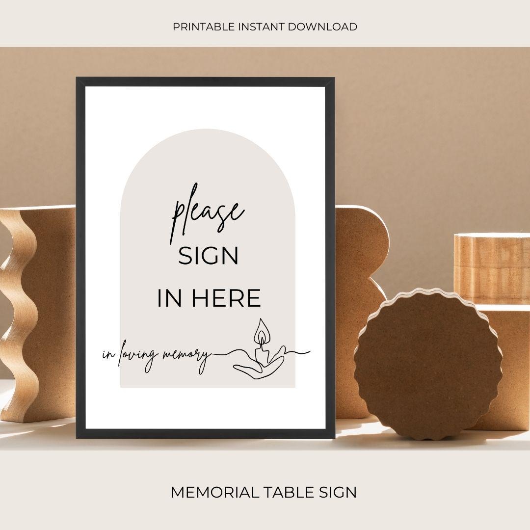 INSTANT DOWNLOAD Printable 'please Sign in Here' Sign Funeral ...