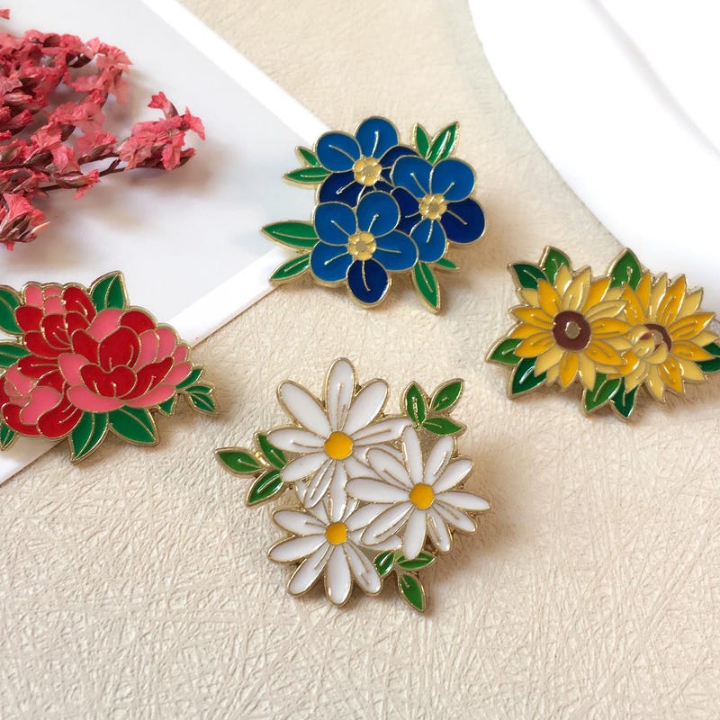 Flower Enamel Pin - Etsy