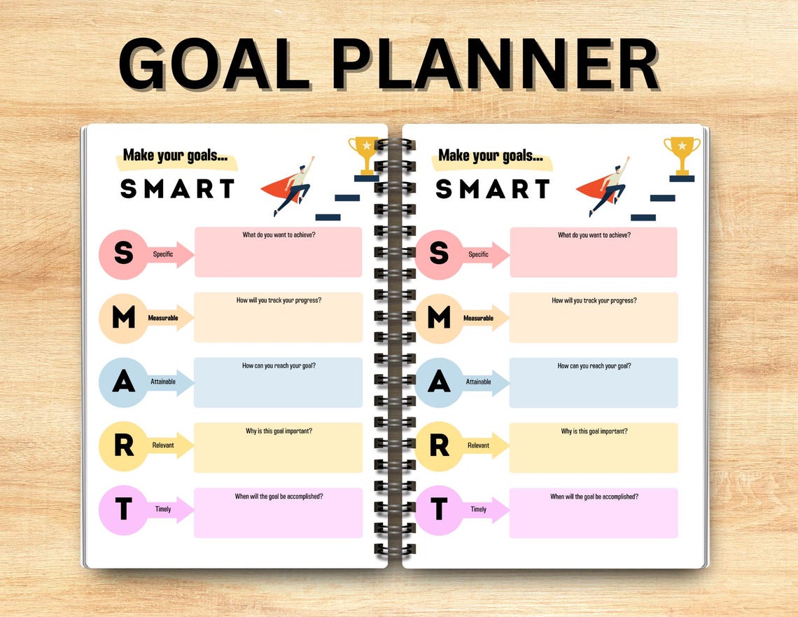 Colorful SMART Goal Setting Template | Digital Planner Insert | Goal ...