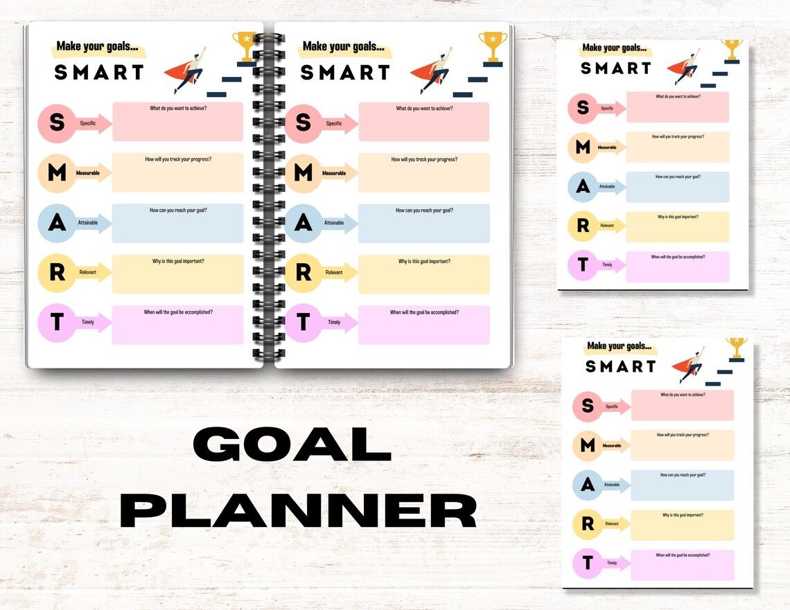 Colorful SMART Goal Setting Template | Digital Planner Insert | Goal ...