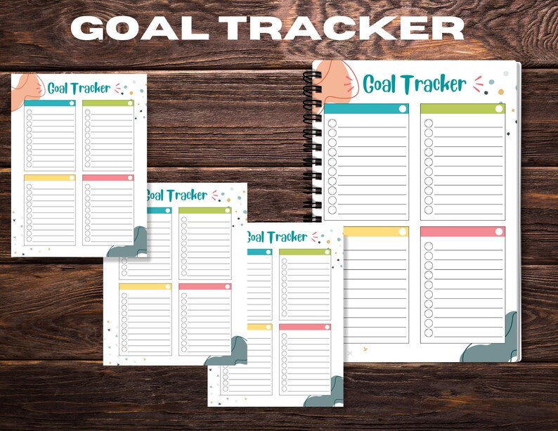 Colorful Goal Setting Template | Digital Planner Insert | Goal Tracker ...