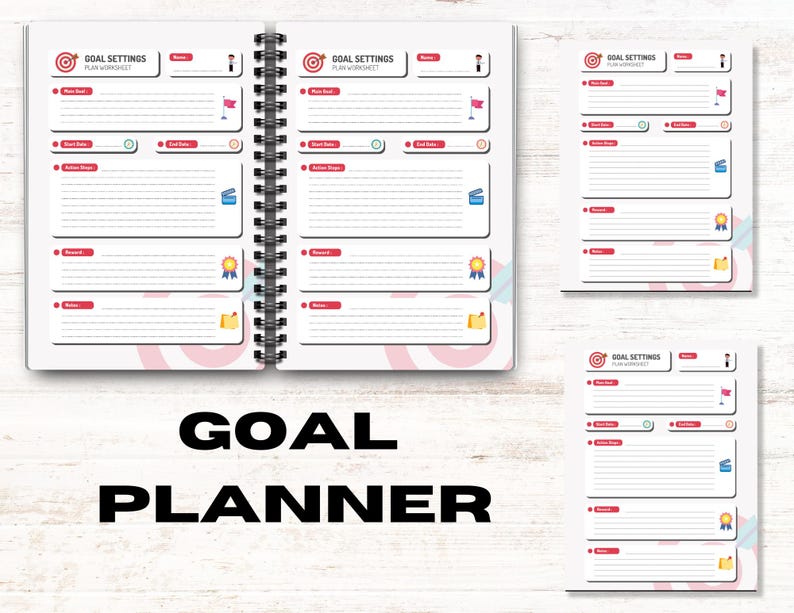 Goals Planner Bullet Journal Digital Planner Insert Goal Tracker ...