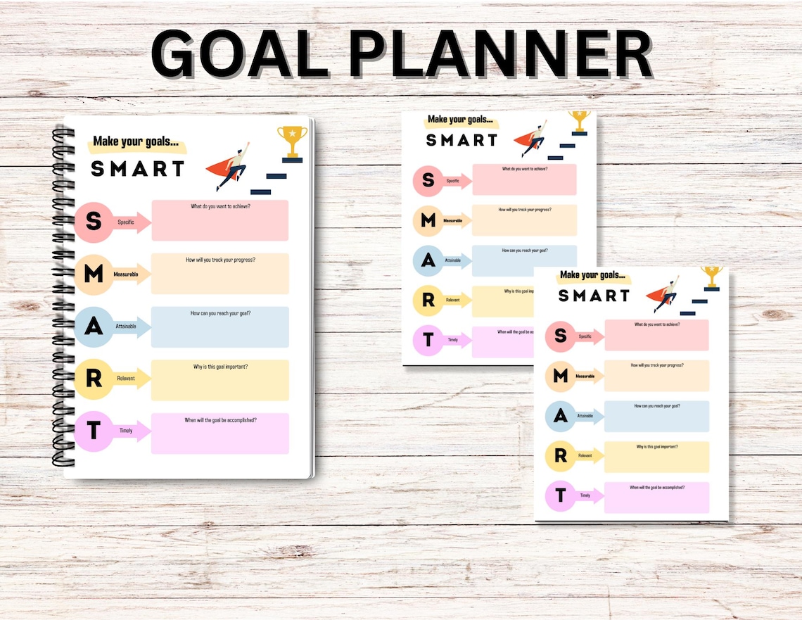 Colorful SMART Goal Setting Template | Digital Planner Insert | Goal ...